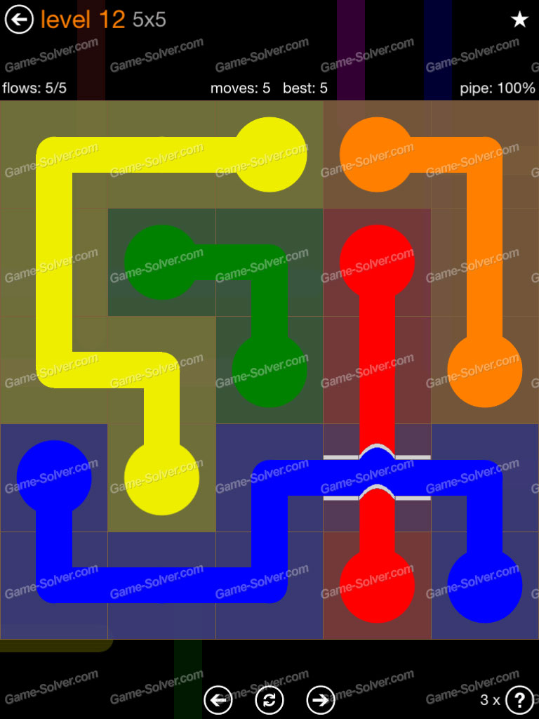 Flow Bridge Pack 5x5 Level 12 • Game Solver