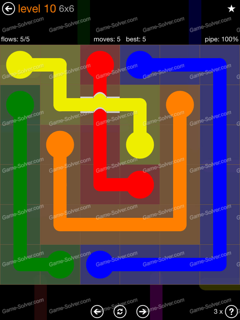 Flow Bridge Pack 6x6 Level 10 • Game Solver