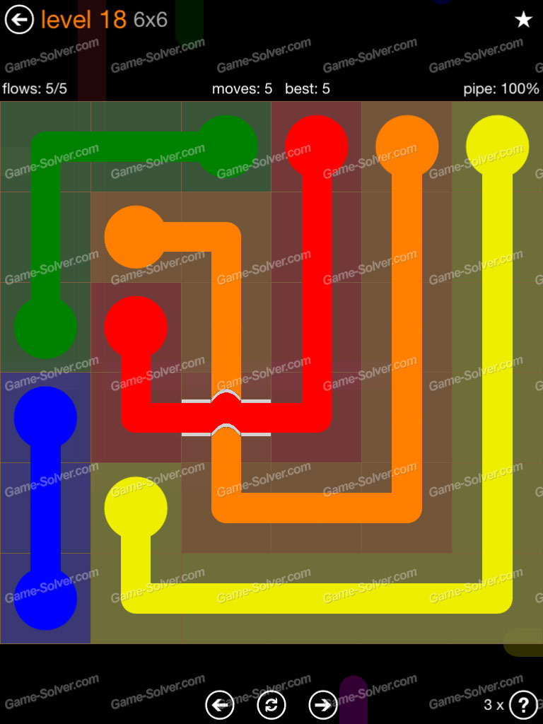 Flow Bridge Pack 6x6 Level 18 • Game Solver