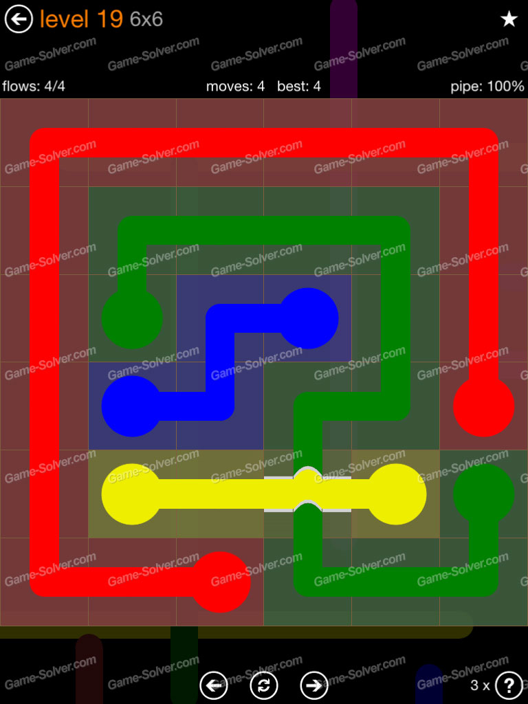 Flow Bridge Pack 6x6 Level 19 • Game Solver