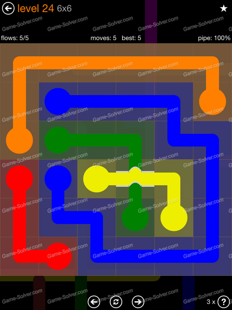 Flow Bridge Pack 6x6 Level 24 • Game Solver