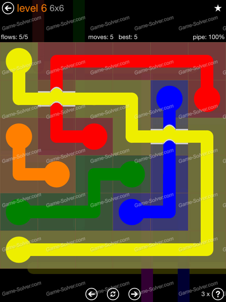 Flow Bridge Pack 6x6 Level 6 • Game Solver