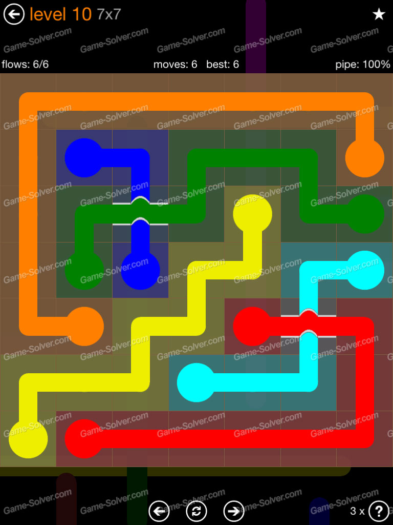 Flow Bridge Pack 7x7 Level 10 • Game Solver