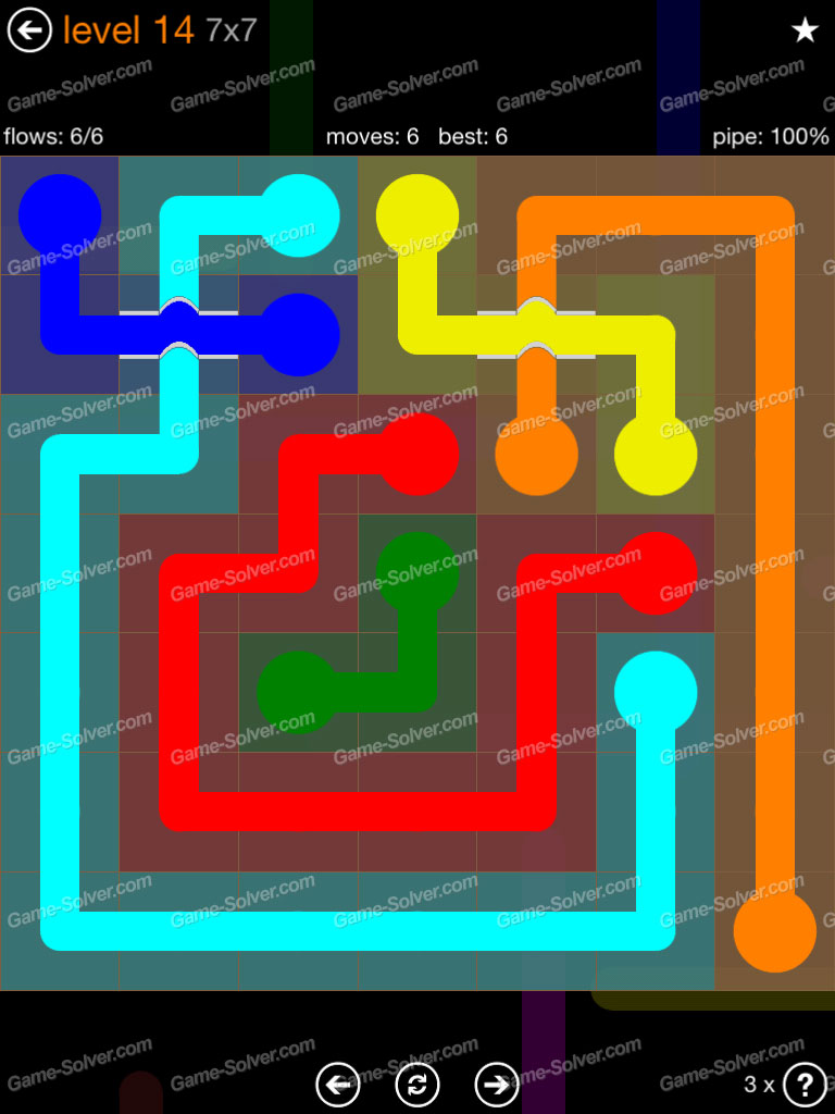 Flow Bridge Pack 7x7 Level 14 • Game Solver