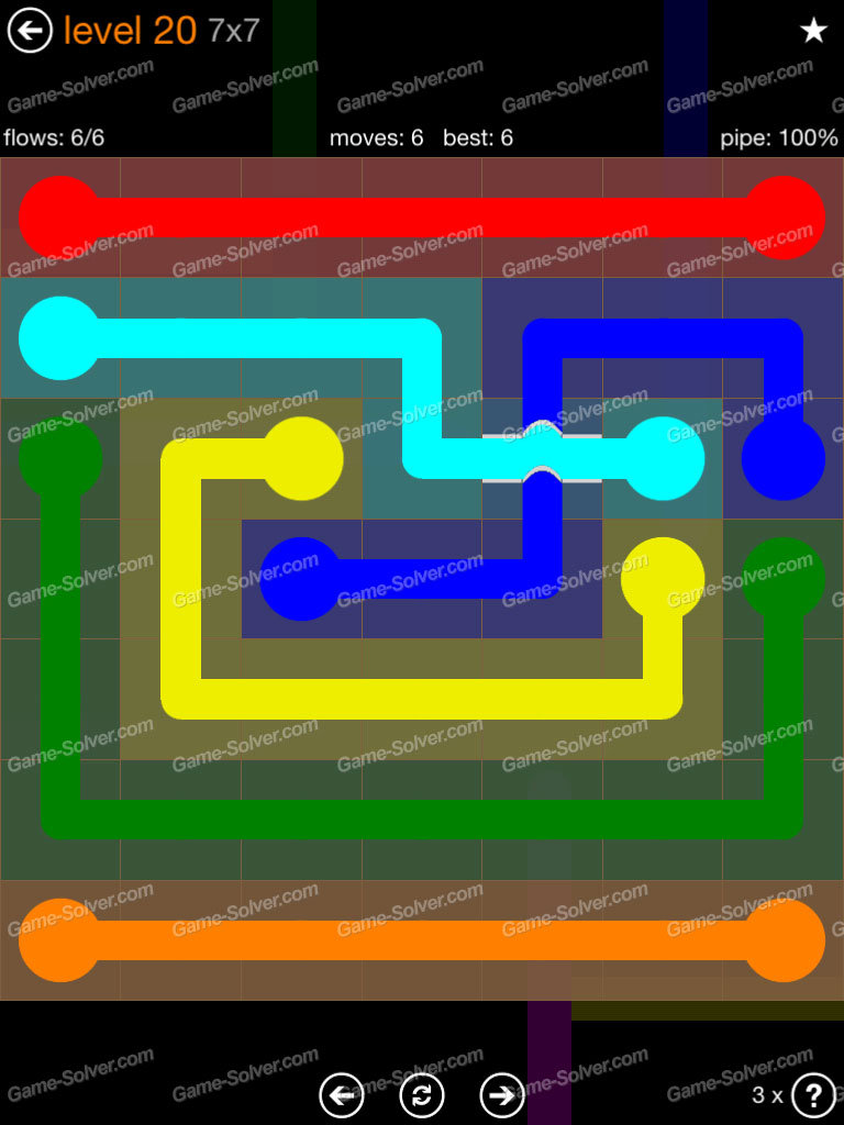 Flow Bridge Pack 7x7 Level 20 • Game Solver