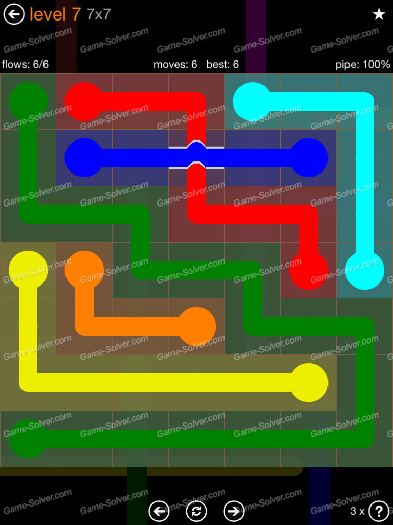 Flow Bridge Pack 7x7 Level 7 • Game Solver