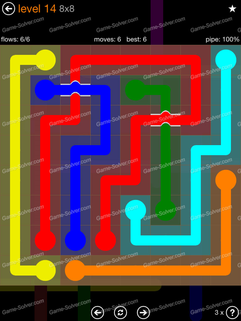 Flow Bridge Pack 8x8 Level 14 • Game Solver