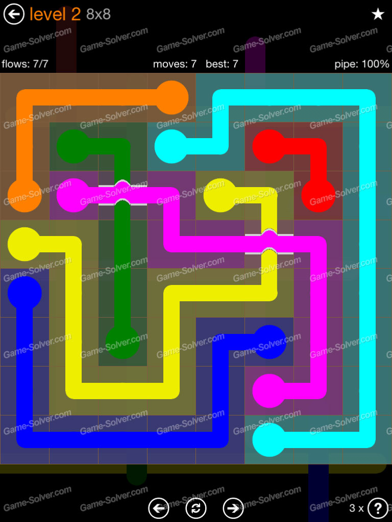 Flow Bridge Pack 8x8 Level 2 • Game Solver