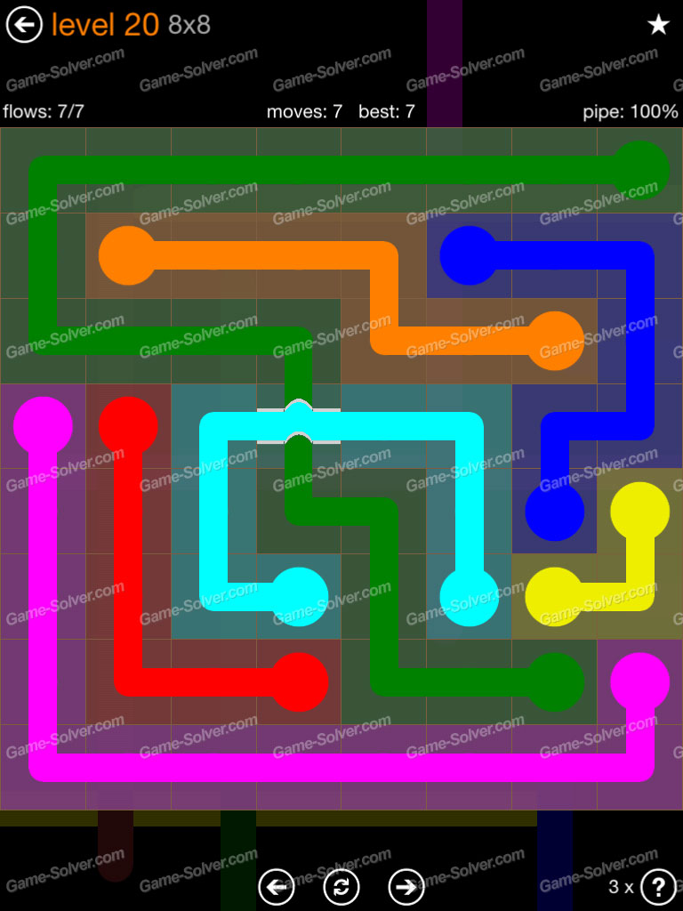 Flow Bridge Pack 8x8 Level 20 • Game Solver