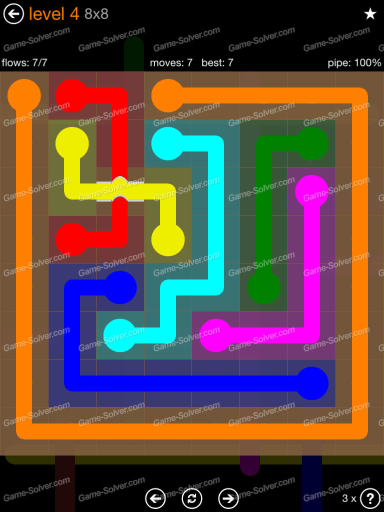 Flow Bridge Pack 8x8 Level 4 • Game Solver