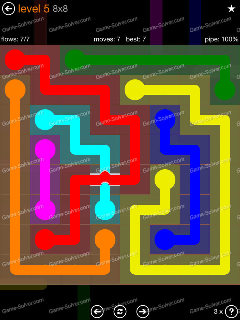Flow Bridge Pack 8x8 Level 5 • Game Solver