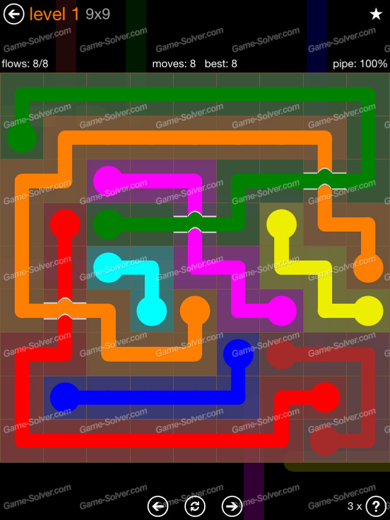 Flow Bridge Pack 9x9 Level 1 • Game Solver