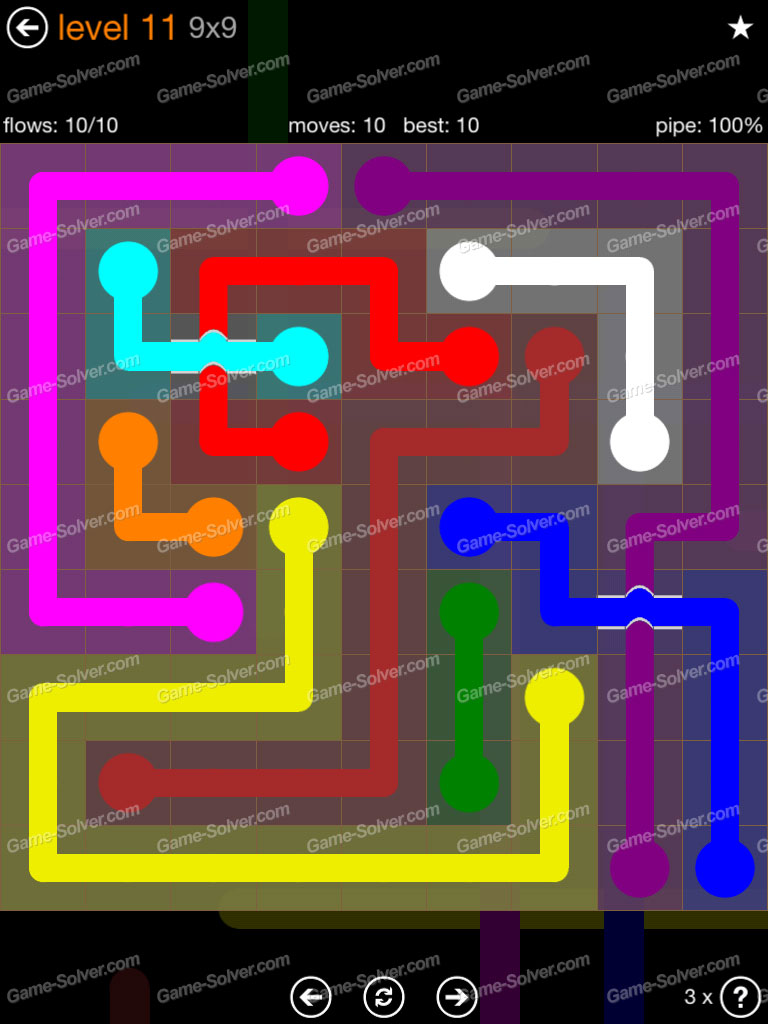 Flow Bridge Pack 9x9 Level 11 • Game Solver