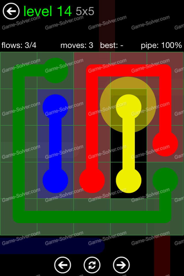 Flow Green Pack 5x5 Level 14 • Game Solver