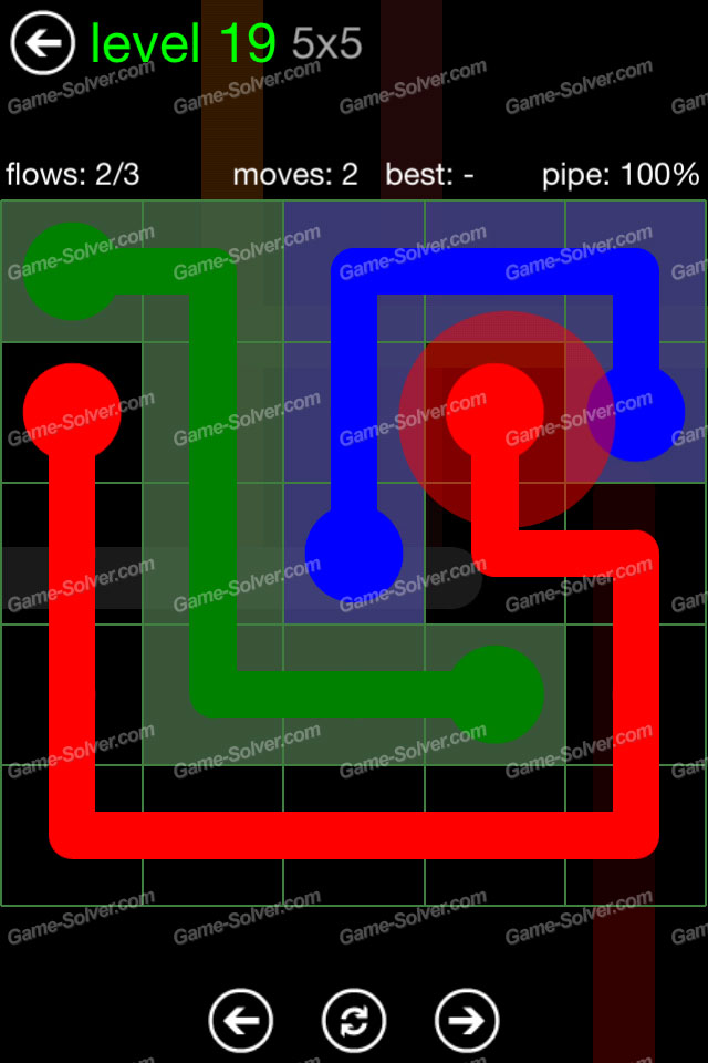 Flow Green Pack 5x5 Level 19 • Game Solver