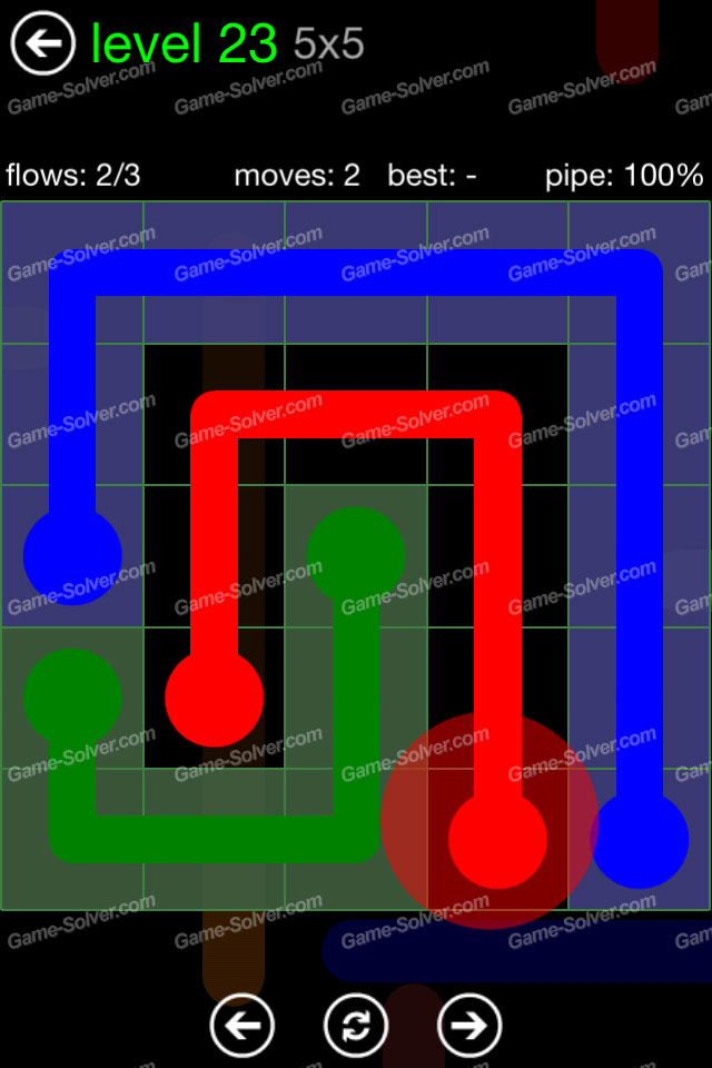 Flow Green Pack 5x5 Level 23 • Game Solver