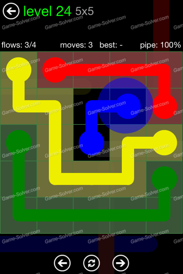 Flow Green Pack 5x5 Level 24 • Game Solver