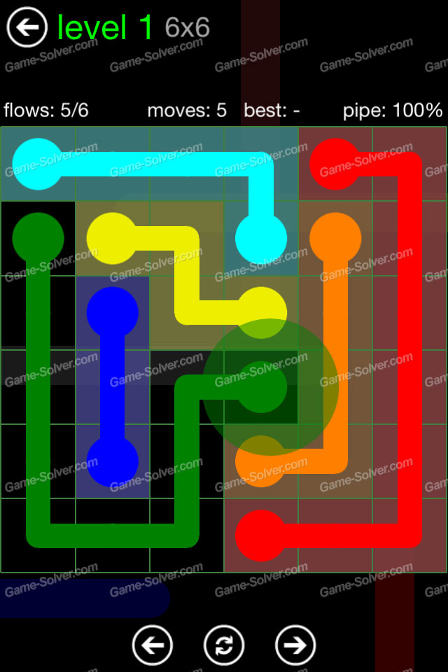 Flow Green Pack 6x6 Level 1 • Game Solver