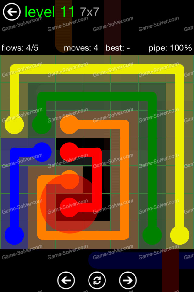 Flow Green Pack 7x7 Level 11 • Game Solver