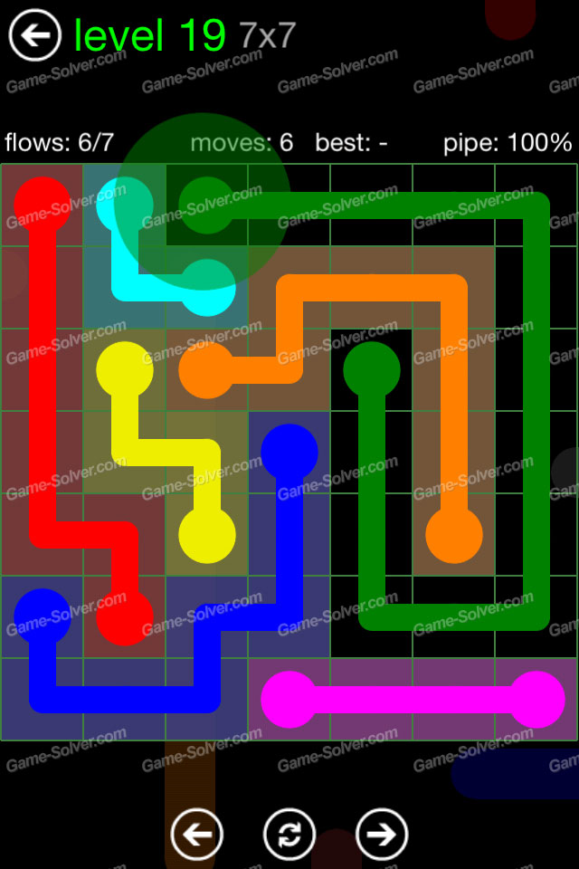 Flow Green Pack 7x7 Level 19 • Game Solver