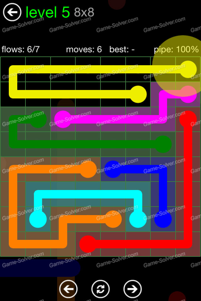 Flow Green Pack 8x8 Level 5 • Game Solver
