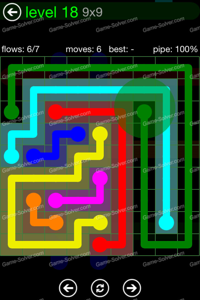 Flow Green Pack 9x9 Level 18 • Game Solver