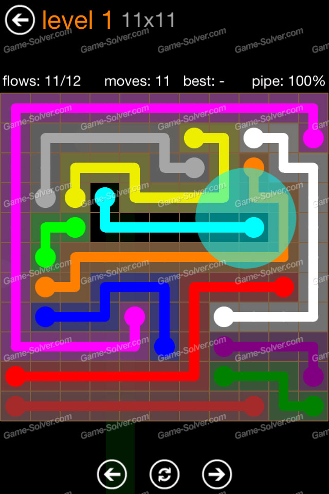 Flow Jumbo Pack 11x11 Level 1 • Game Solver