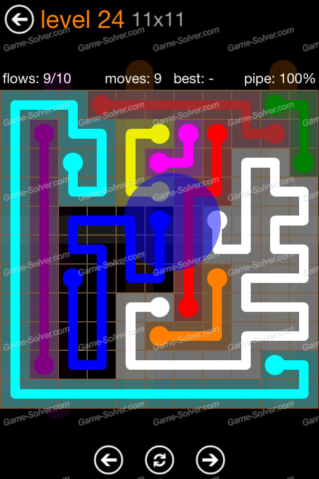 Flow Jumbo Pack 11x11 Level 24 • Game Solver