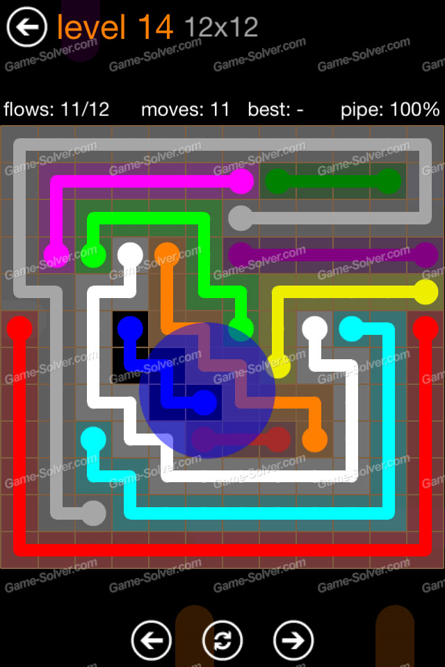 Flow Jumbo Pack 12x12 Level 14 • Game Solver