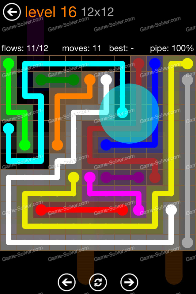 Flow Jumbo Pack 12x12 Level 16 • Game Solver