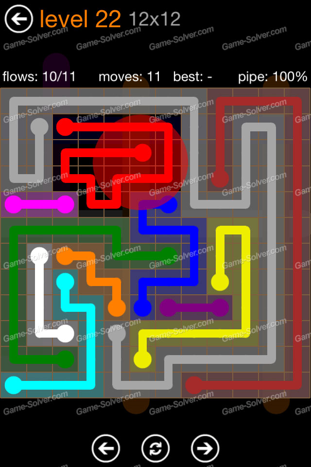Flow Jumbo Pack 12x12 Level 22 • Game Solver