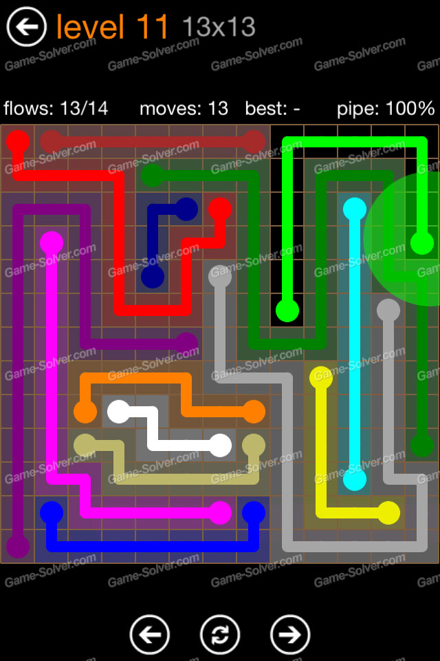 Flow Jumbo Pack 13x13 Level 11 • Game Solver