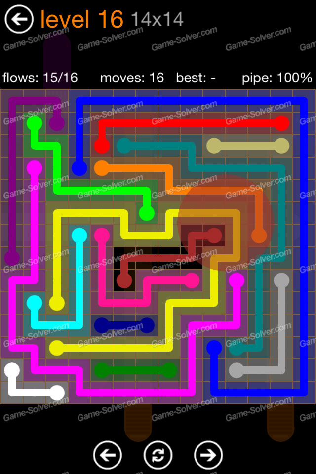 Flow Jumbo Pack 14x14 Level 16 • Game Solver