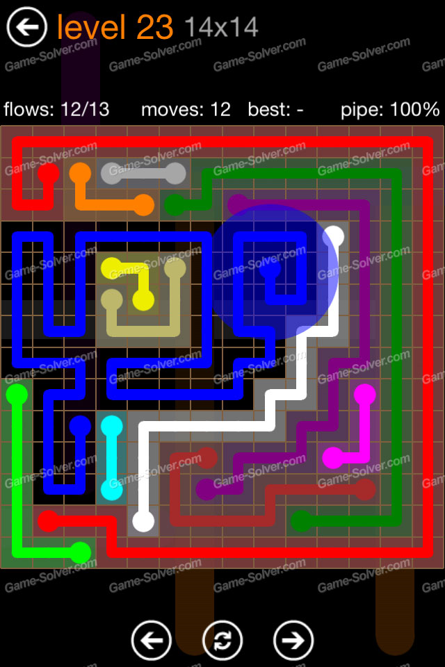Flow Jumbo Pack 14x14 Level 23 • Game Solver