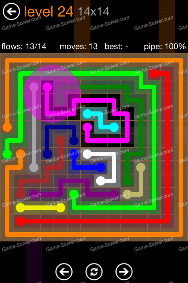Flow Jumbo Pack 14x14 Level 24 • Game Solver