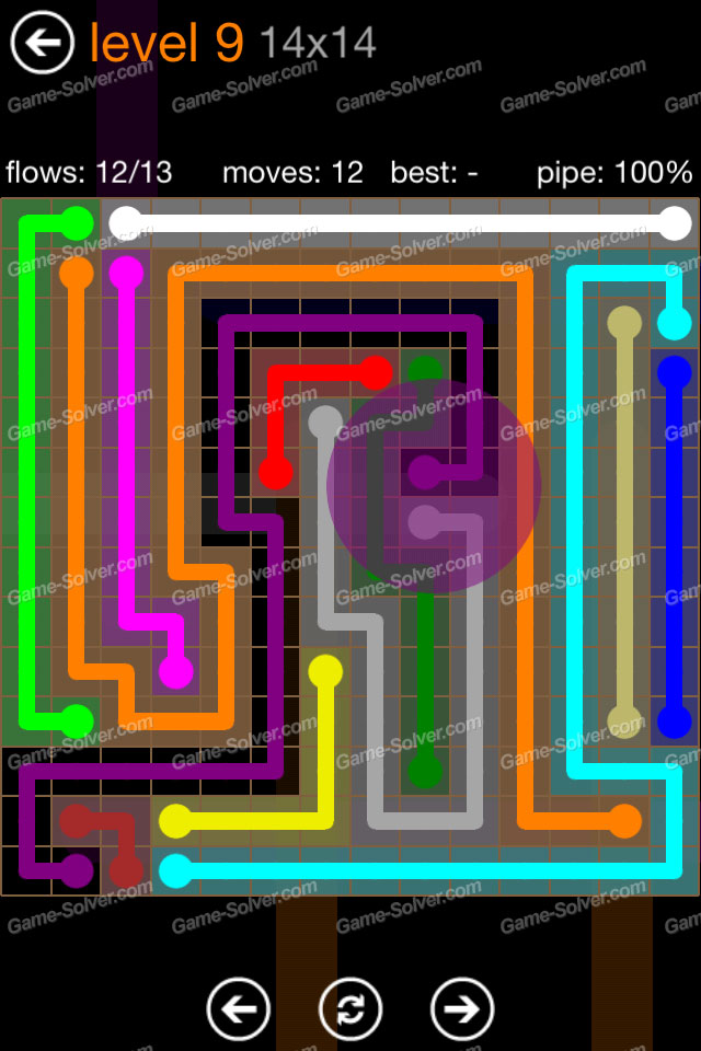 Flow Jumbo Pack 14x14 Level 9 • Game Solver
