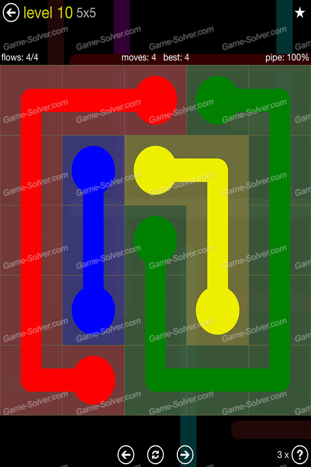Flow Kids Pack 5x5 Level 10 • Game Solver