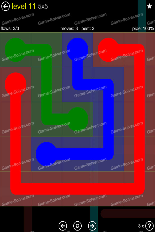 Flow Kids Pack 5x5 Level 11 • Game Solver