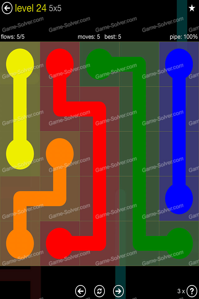 Flow Kids Pack 5x5 Level 24 • Game Solver