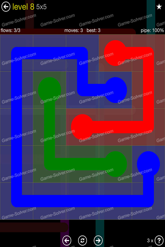 Flow Kids Pack 5x5 Level 8 • Game Solver