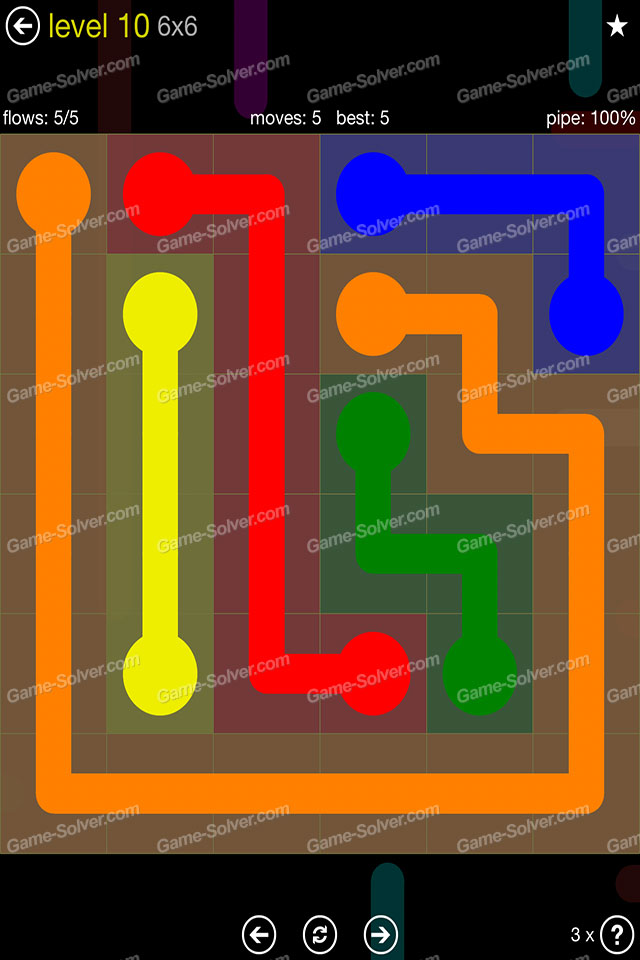 Flow Kids Pack 6x6 Level 10 • Game Solver