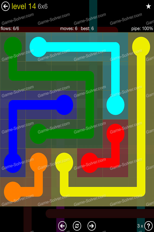 Flow Kids Pack 6x6 Level 14 • Game Solver
