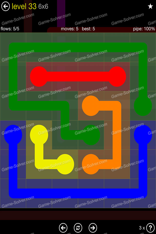 Flow Kids Pack 6x6 Level 33 • Game Solver