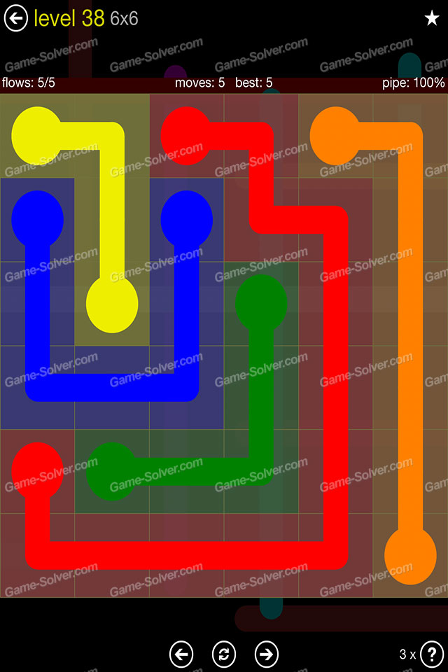 Flow Kids Pack 6x6 Level 38 • Game Solver