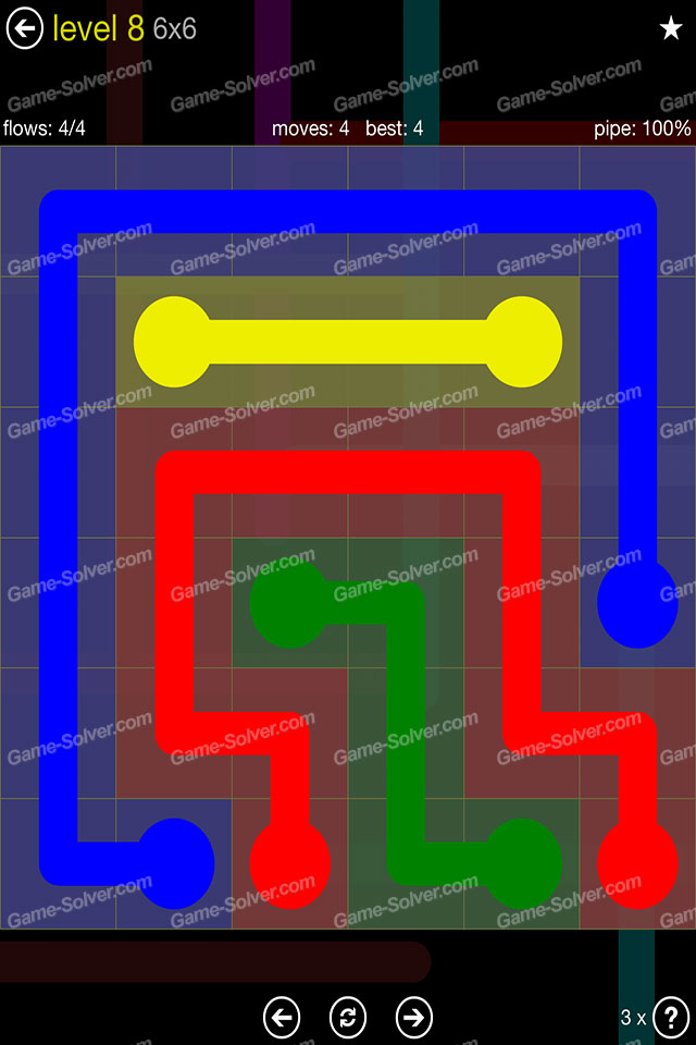Flow Kids Pack 6x6 Level 8 • Game Solver