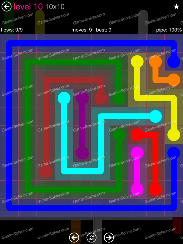 Flow Pink Pack 10x10 Level 10 • Game Solver
