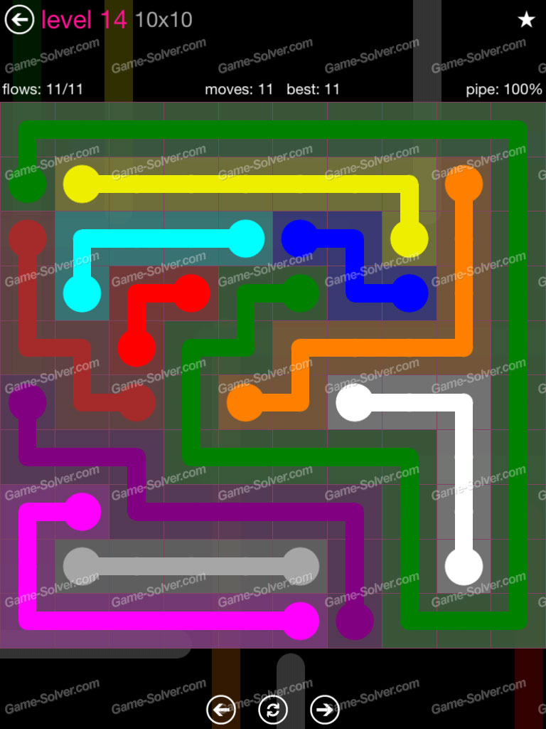 Flow Pink Pack 10x10 Level 14 • Game Solver