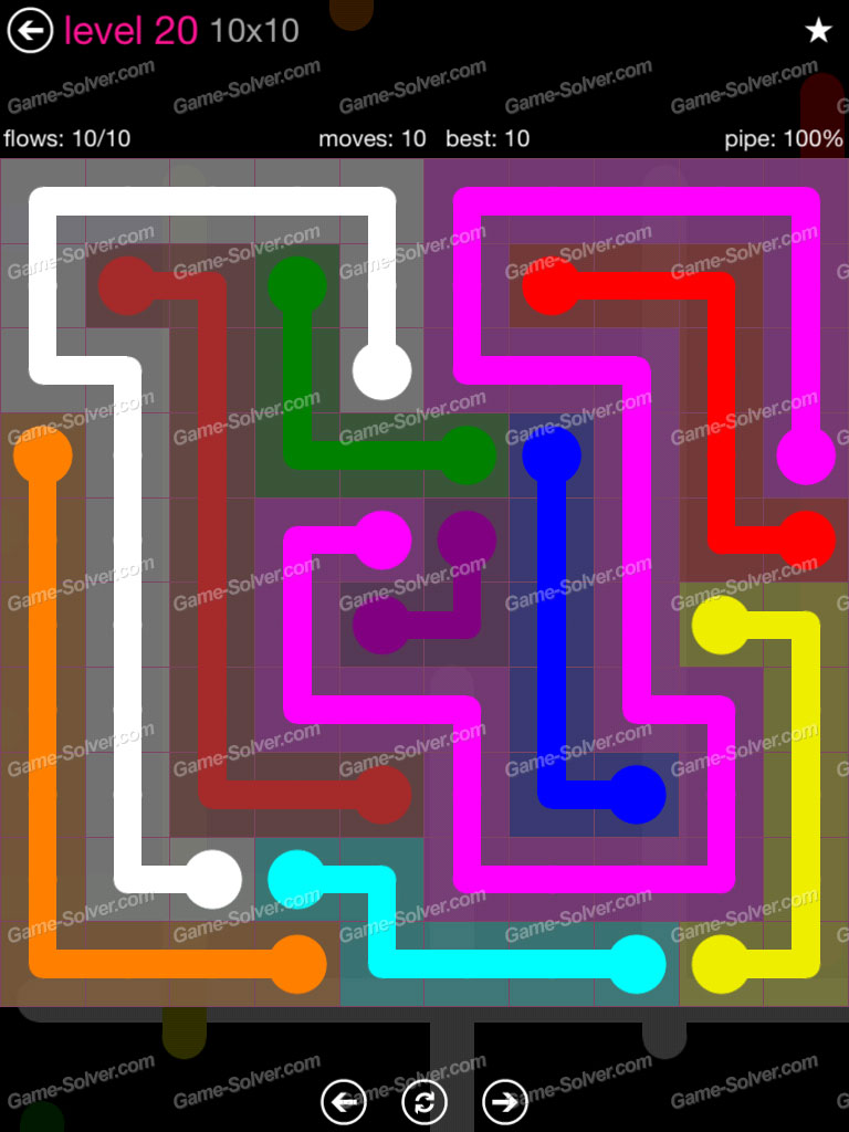 Flow Pink Pack 10x10 Level 20 • Game Solver