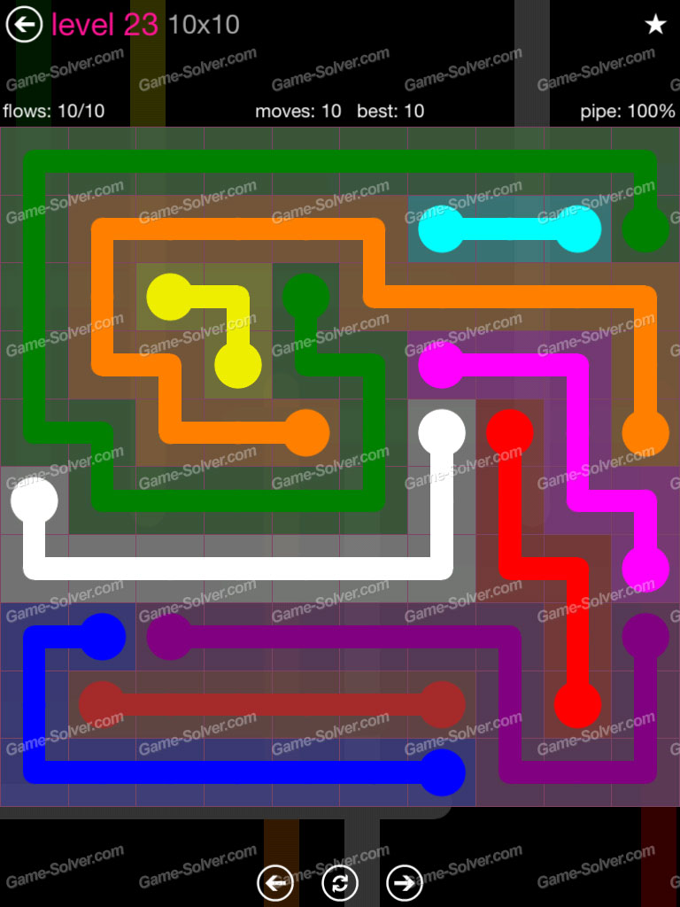 Flow Pink Pack 10x10 Level 23 • Game Solver