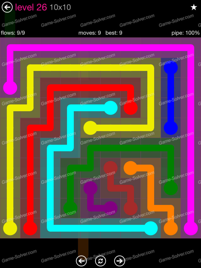 Flow Pink Pack 10x10 Level 26 • Game Solver